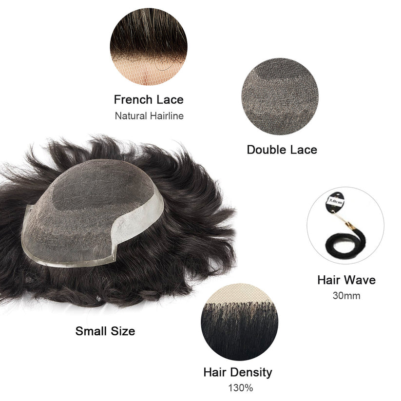 Natural Looking French Lace Front With Pu Back Stock Hair Replacement ...